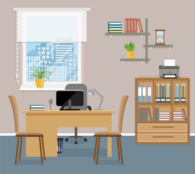 Office room interior design with furniture Vector Image