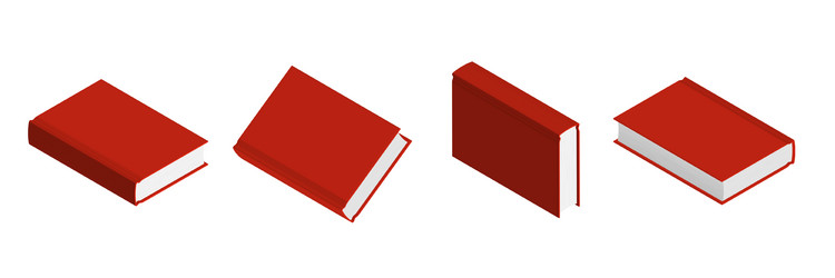 Set of closed red books in different positions Vector Image