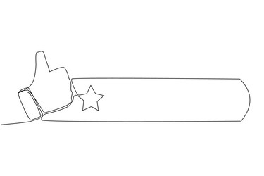 Single one line drawing thumbs up next to 2 stars Vector Image