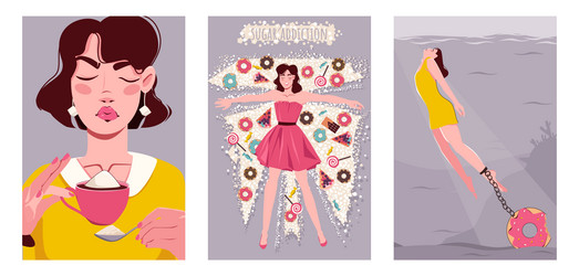 Sugar addiction concept Royalty Free Vector Image