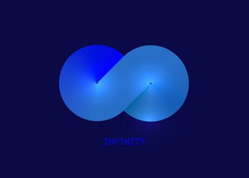 Blue infinity logo in an ellipse shape Royalty Free Vector