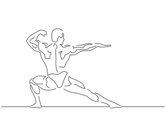 Bodybuilding isolated line drawing Royalty Free Vector Image