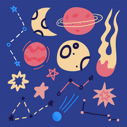 Outer space theme objects set with different Vector Image