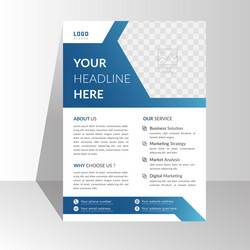 Gradient blue color flyer design template Vector Image