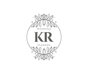 Kr initials letter wedding monogram logos Vector Image