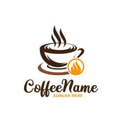 Fire coffee logo design template Royalty Free Vector Image