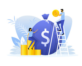 Flat with investment management Royalty Free Vector Image