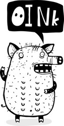 Cute pig inky design saying oink Royalty Free Vector Image