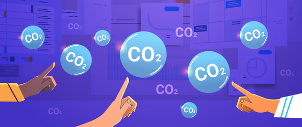 Carbon credit concept hands touching co2 signs Vector Image