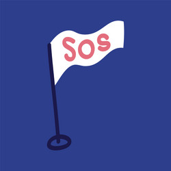 Flat cartoon flag with the inscription sos hand Vector Image