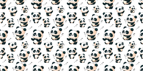 Cute panda seamless pattern template Royalty Free Vector