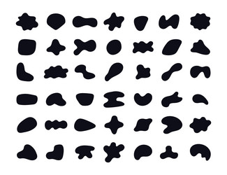 Black blob shapes set modern abstract design Vector Image