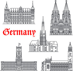 German travel landmarks icon of church city hall Vector Image