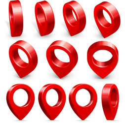Red location map pin 3d pointer icon set Vector Image