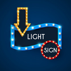 Retro light sign vintage style banner Royalty Free Vector