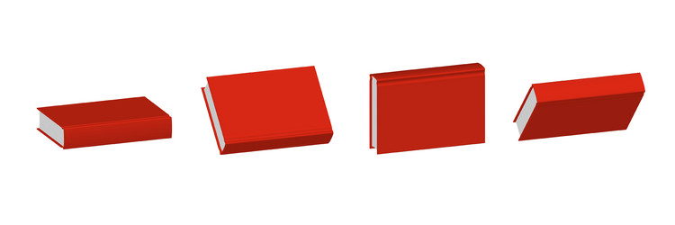 Set of closed red books in different positions Vector Image