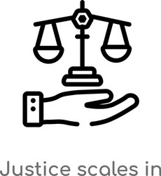 Justice scales in hand icon different style Vector Image