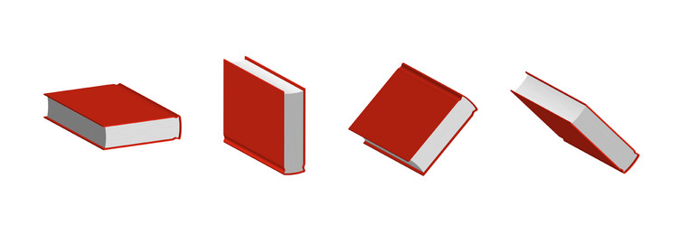 Set of closed red books in different positions Vector Image