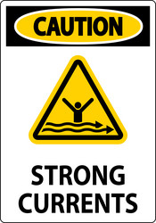 Water safety sign warning - strong currents Vector Image