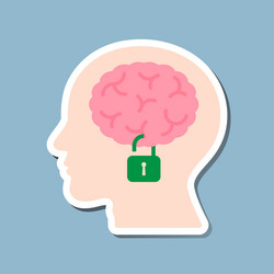 Brain lock in human head Royalty Free Vector Image