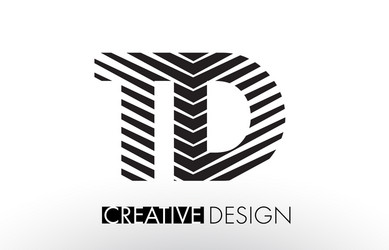 Td t d letter logo design with swoosh and black Vector Image