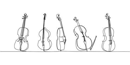 Cello one line art continuous drawing Royalty Free Vector