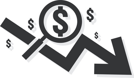 Dollar arrow decrease rate icon money Royalty Free Vector