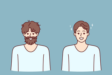 Man before and after going to barbershop Vector Image