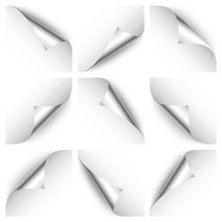 Set of silver paper curls curled page corner Vector Image