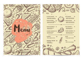 Hand drawn menu elements set Royalty Free Vector Image