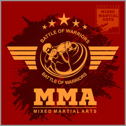 Mma mixed martial arts emblem badges Royalty Free Vector