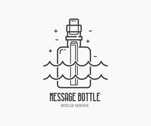 Message in bottle engraving Royalty Free Vector Image