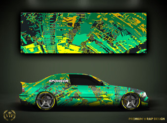 Racing car wrap purple design custom livery Vector Image