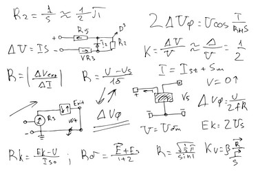 Radio engineering schemes electronic formulas Vector Image