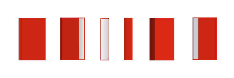 Set of closed red books in different positions Vector Image