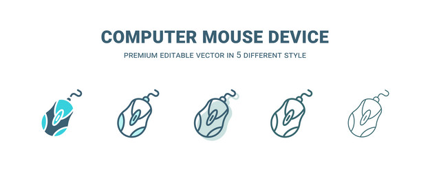 Keyboard and mouse icon in 5 different style Vector Image