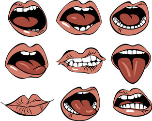 Flat set male mouths with different Royalty Free Vector