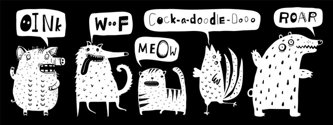 Set with pets cartoon style collection Royalty Free Vector