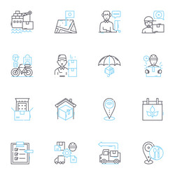 Transport agency linear icons set fleet Royalty Free Vector