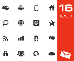 Black internet icons set Royalty Free Vector Image