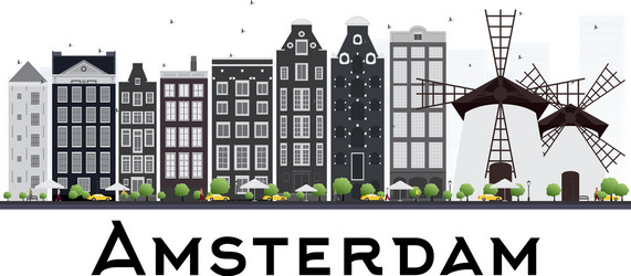 Amsterdam houses urban residential buildings Vector Image