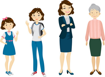 Woman age stages cartoon Royalty Free Vector Image