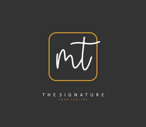 M t mt initial letter handwriting and signature Vector Image