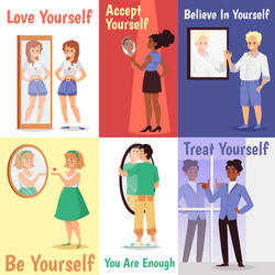 Self acceptance icons Royalty Free Vector Image