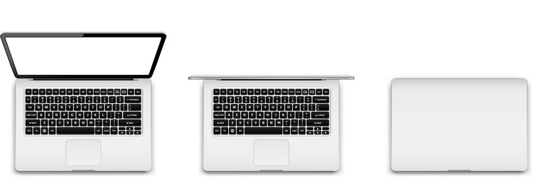 Laptop fully opened partially and closed Vector Image