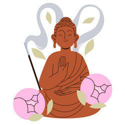 Naive buddhism stickers set Royalty Free Vector Image
