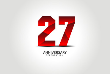 27 year anniversary celebration logo red polygon Vector Image