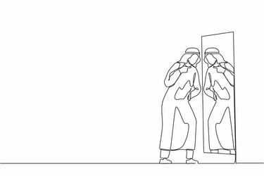 One single line drawing of young angry Royalty Free Vector