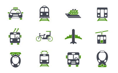 Public transport icon set Royalty Free Vector Image