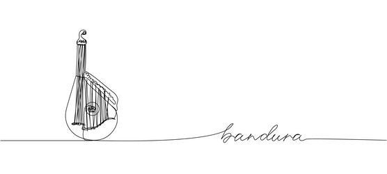 Lute one line color art continuous drawing Vector Image